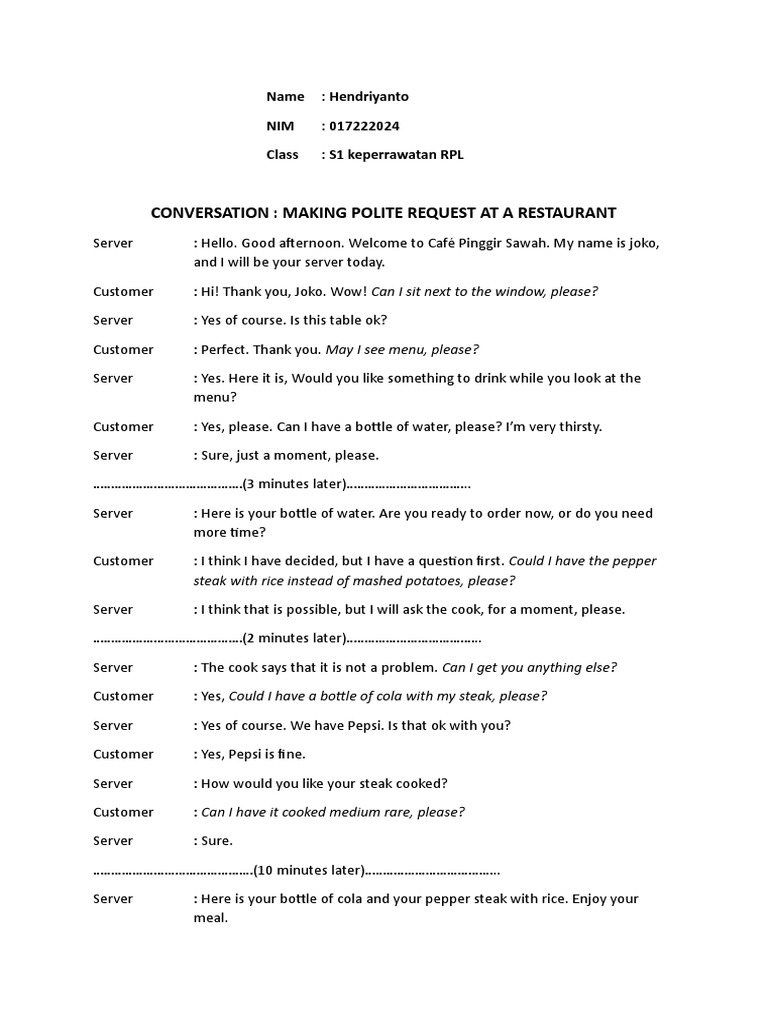 Polite Request | Download Free PDF | Cooking | Foods