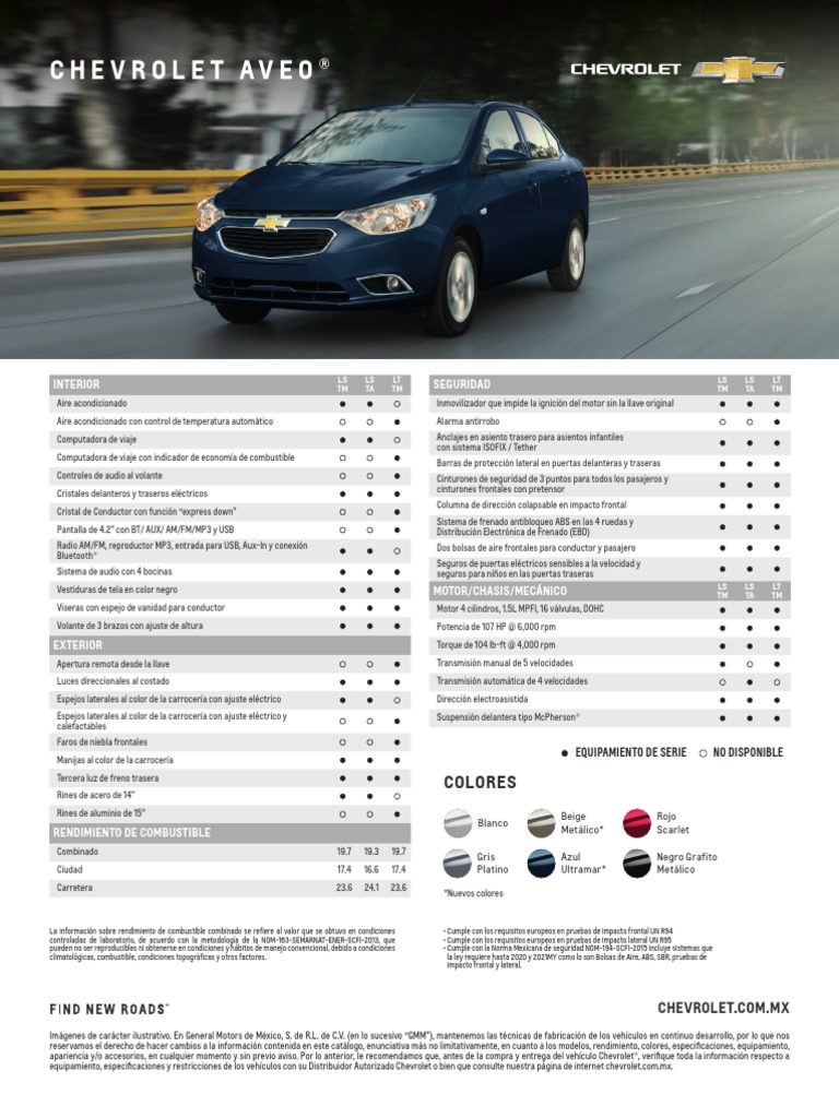 2023 Aveo Ficha Tecnica v2 | PDF | Vehículos | Vehículos de ruedas