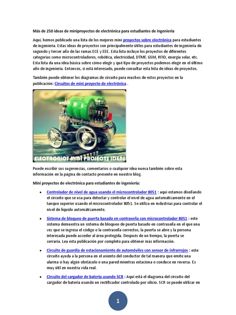 Mini Proyectos de Electrónica para Estudiantes | PDF | Diodo emisor de ...