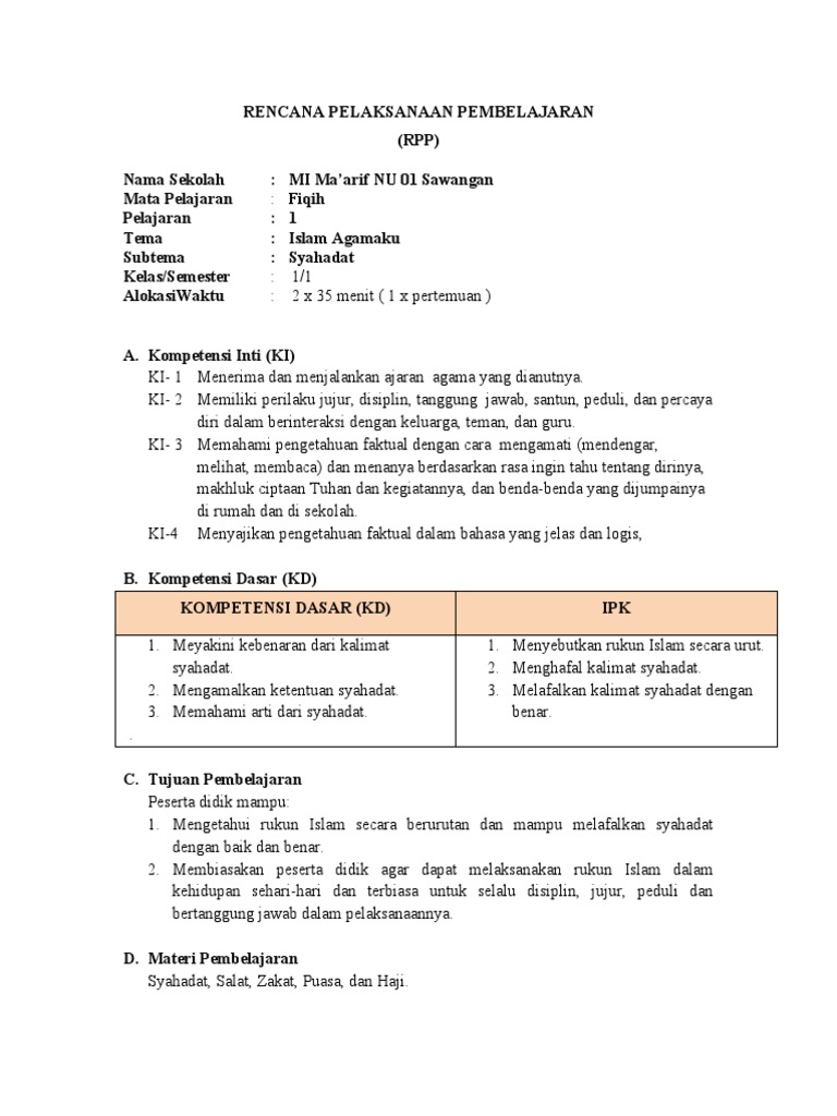 RPP Fiqih | PDF