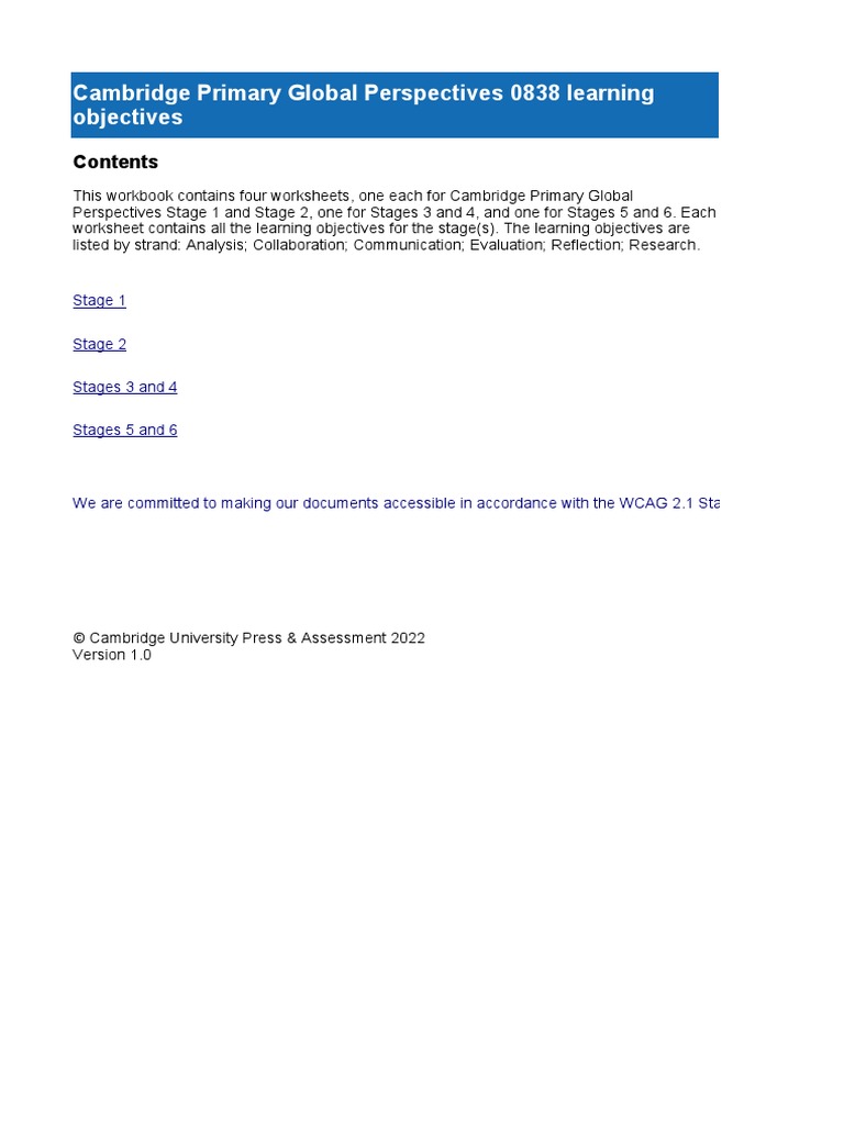 Global Perspectives Learning Objectives Only 0838 - tcm142-592526 | PDF ...