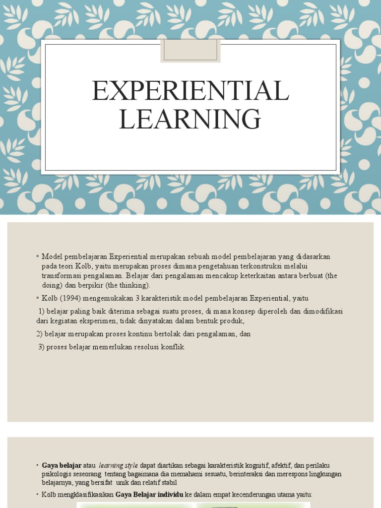 Experiential Learning (Model-Model Pembelajaran Gasal 17-18) | PDF