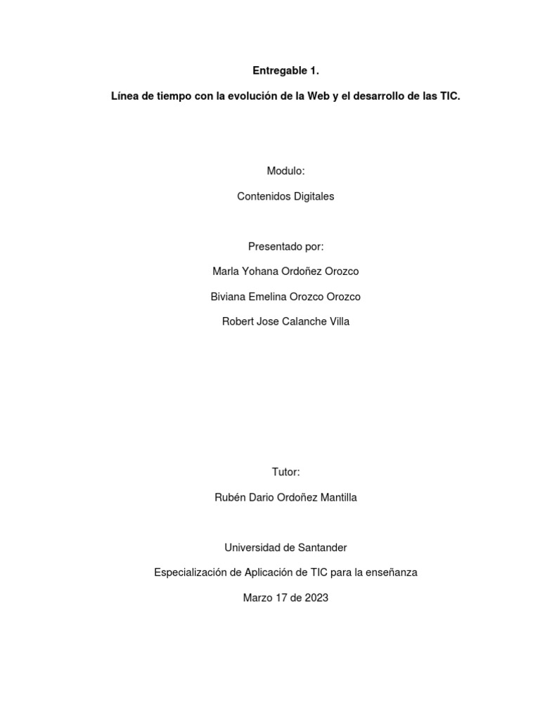 Entregable 1. Línea de Tiempo Con La Evolución de La Web y El Desarrollo de Las TIC. | PDF ...