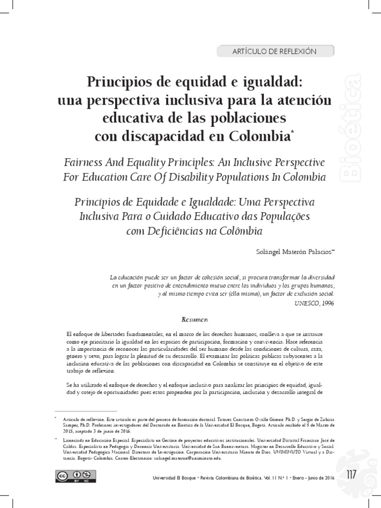 Equidad e Inclusión Educativa en Colombia | PDF | Inclusión (Educación ...