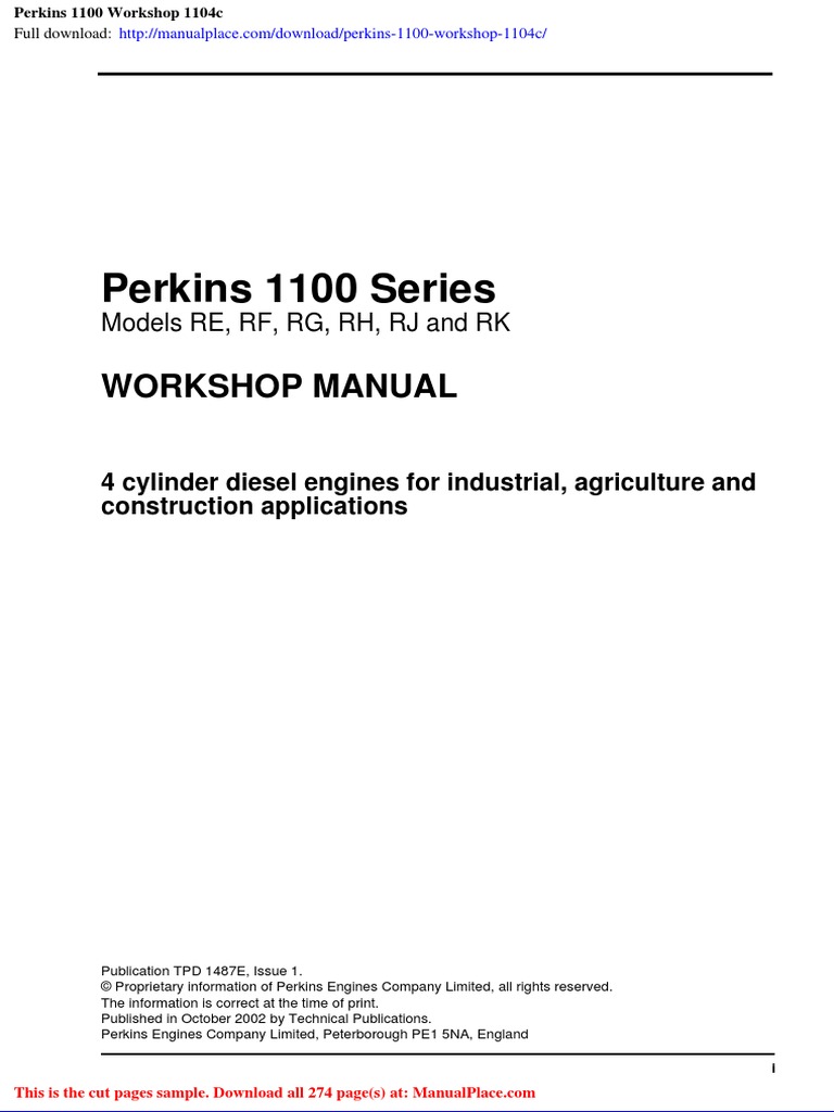 Perkins 1100 Workshop 1104c | PDF | Engines | Electrical Connector