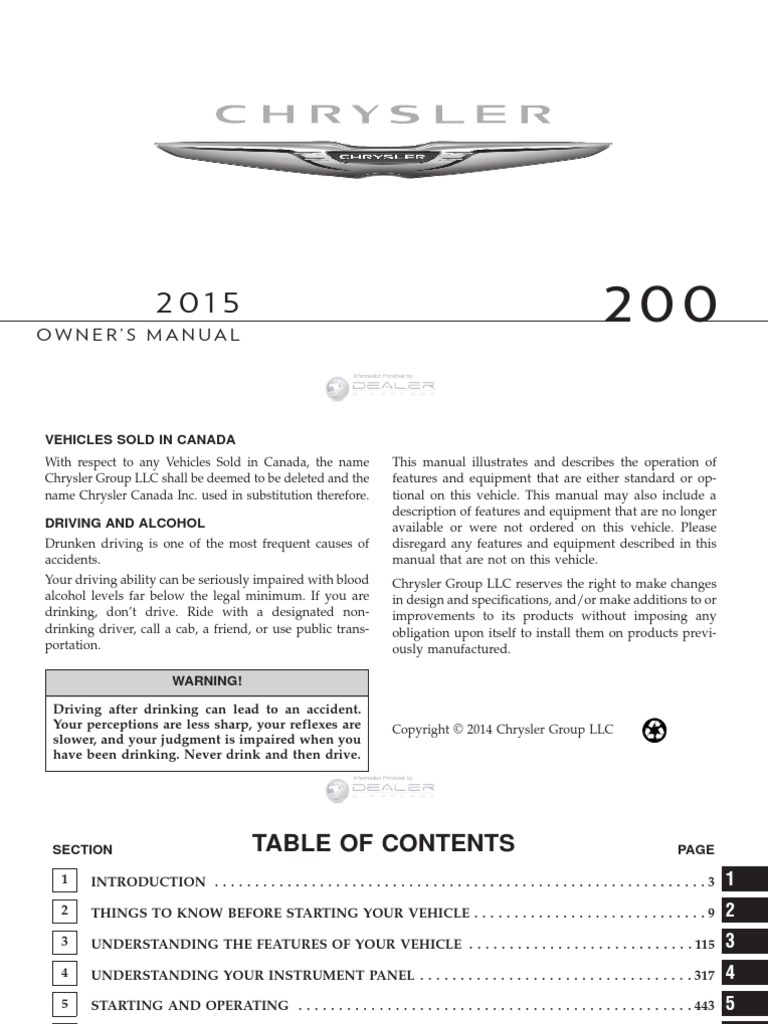 Chrysler Group LLC: Owner'S Manual | PDF | Vehicles | Vehicle Industry