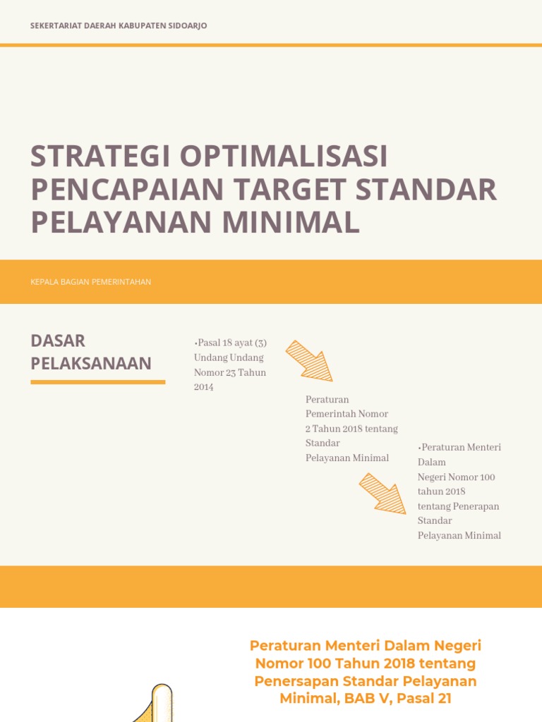 STRATEGI OPTIMALISASI PENCAPAIAN TARGET STANDAR PELAYANAN MINIMAL | PDF