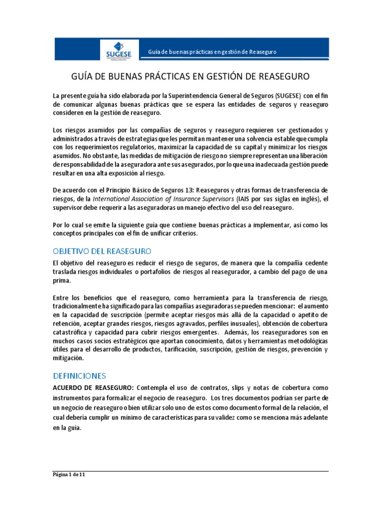 Guía de Reaseguro: Buenas Prácticas | PDF | Reaseguro | Seguro