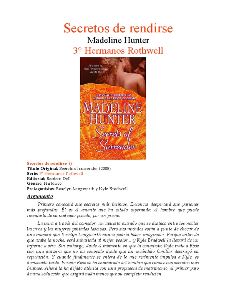 3 Hermanos Rothwell - Secretos de Rendirse - Madeline Hunter | PDF | Verdad