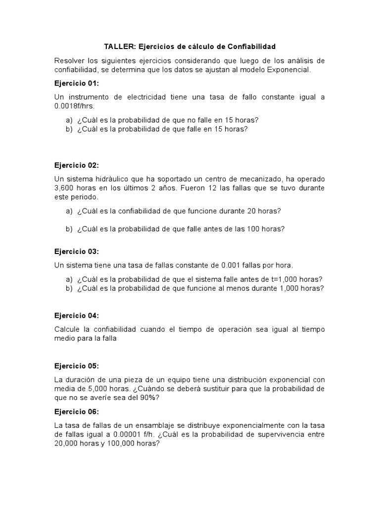 Cálculo de Confiabilidad | PDF