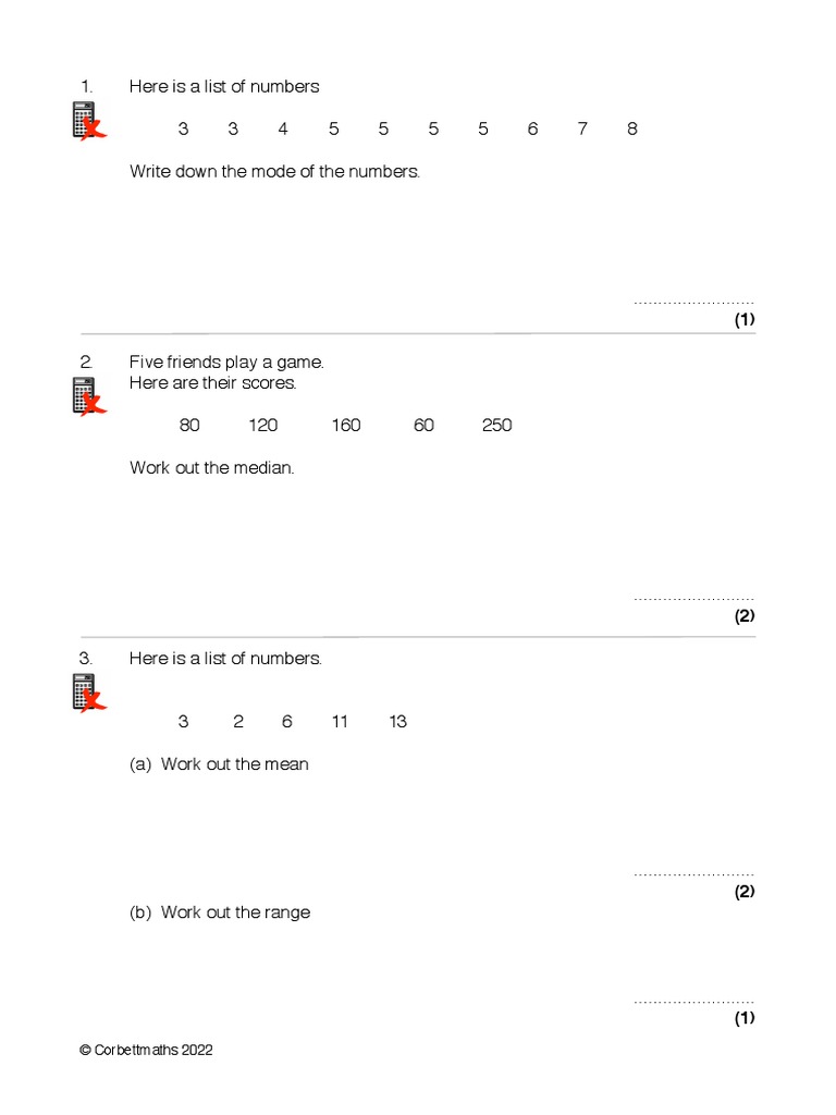 Averages and Range | PDF