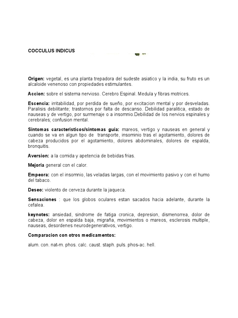 Cocculus Indicus | PDF