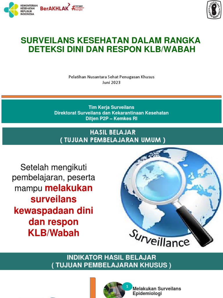V1 - Surveilans Kesehatan Dalam Rangka Deteksi Dini Dan Respon KLB | PDF