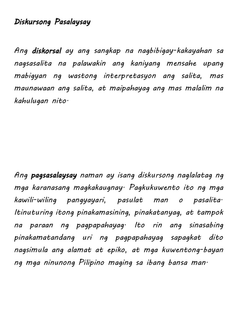 Diskursong Pasalaysay | PDF