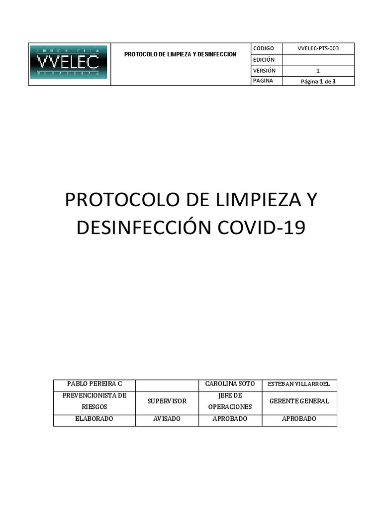 Protocolo de Limpieza y Desinfeccion | PDF | Residuos | Agua