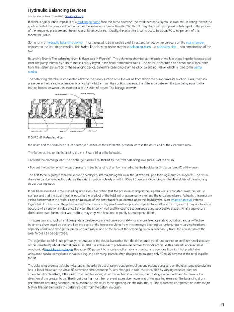 Hydraulic Balancing of Pumps | PDF