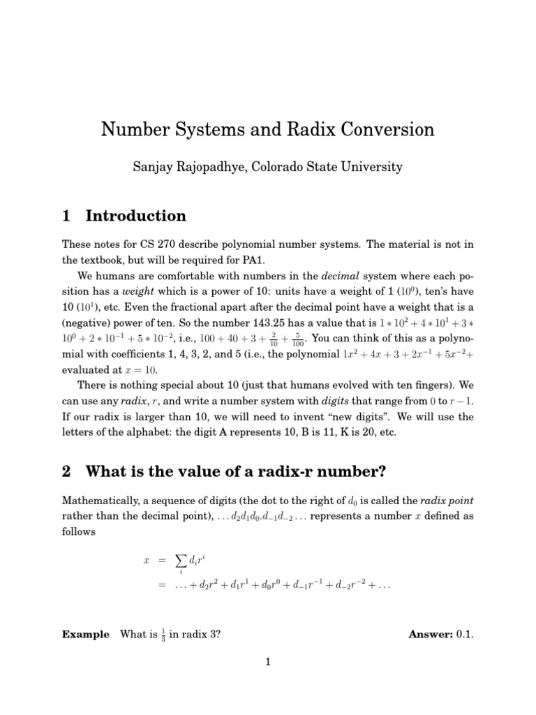 Number Systems | PDF | Numbers | Algorithms