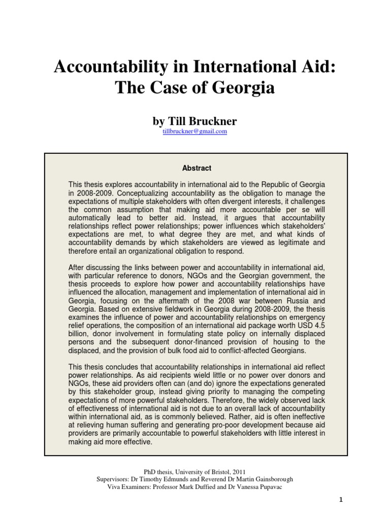 Accountability in International Aid - The Case of Georgia (By Till ...