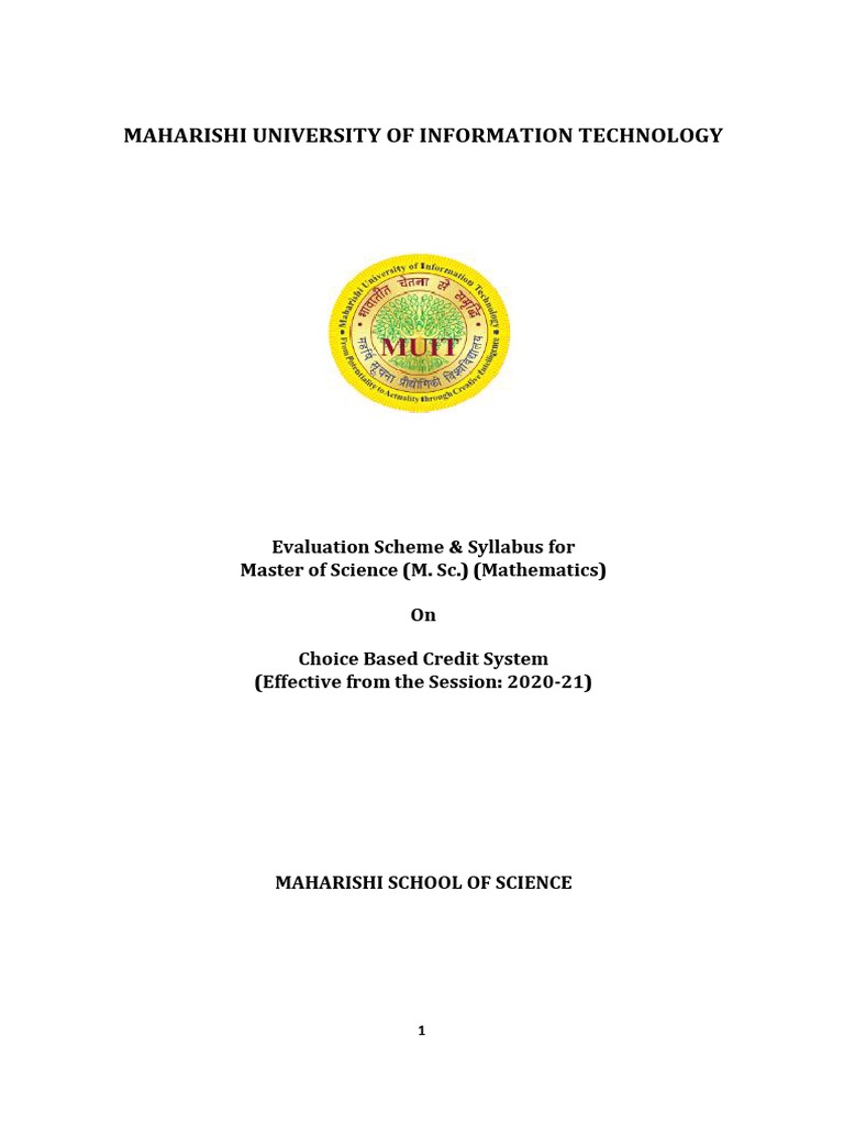 M SC Math Syllabus 2020-21-1 | PDF | Field (Mathematics) | Linear Map