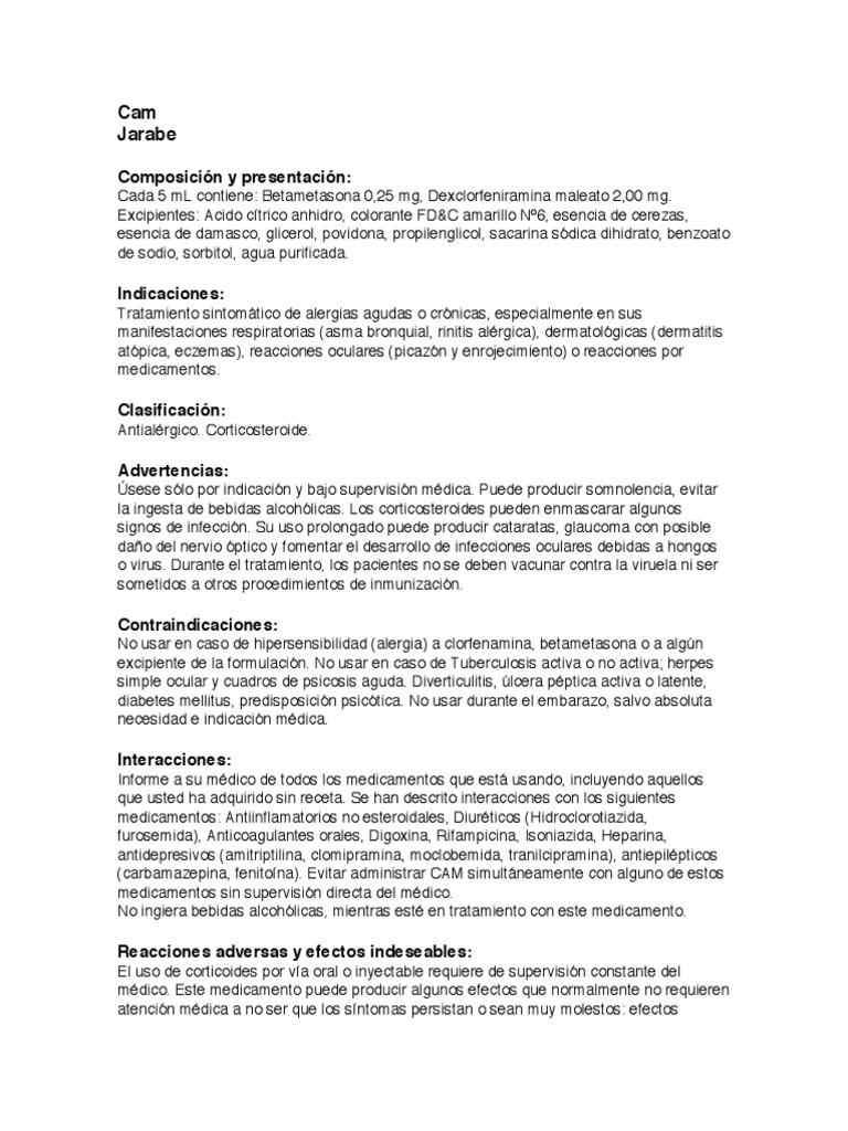 Cam Jarabe | PDF | Alergia | Corticosteroides