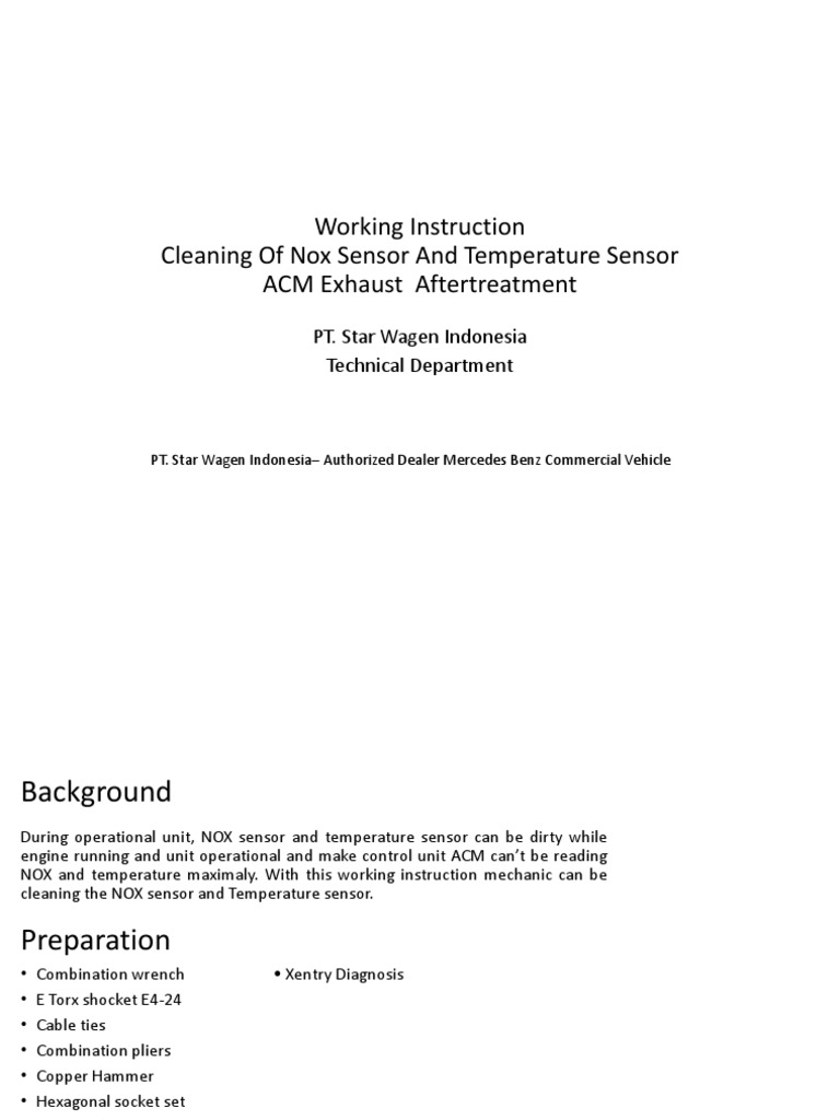 Working Instruction - Cleaning Nox and Temperature Sensor ACM Module E5 ...