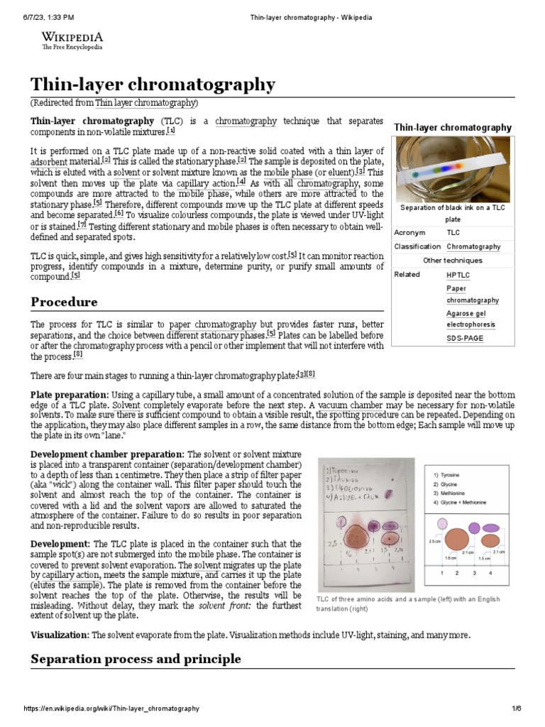 Thin-Layer Chromatography - Wikipedia | PDF | Thin Layer Chromatography | Chromatography