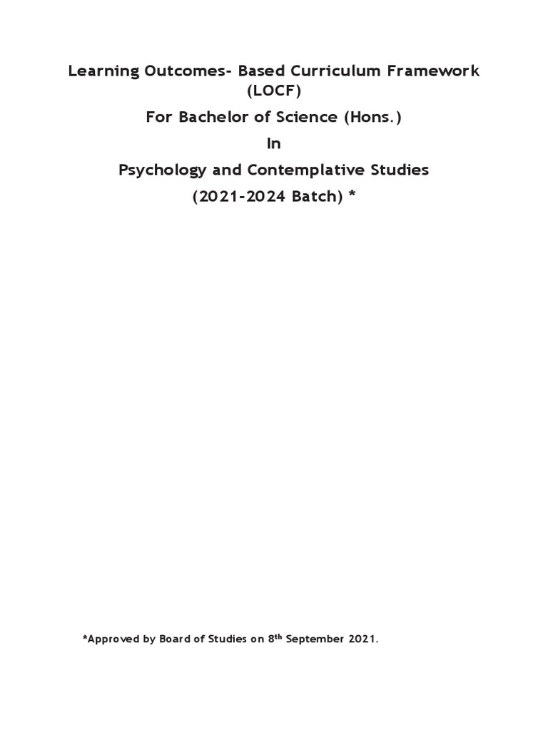 BSC Psychology and Contemplative Studies Course Structure 2021 Final ...