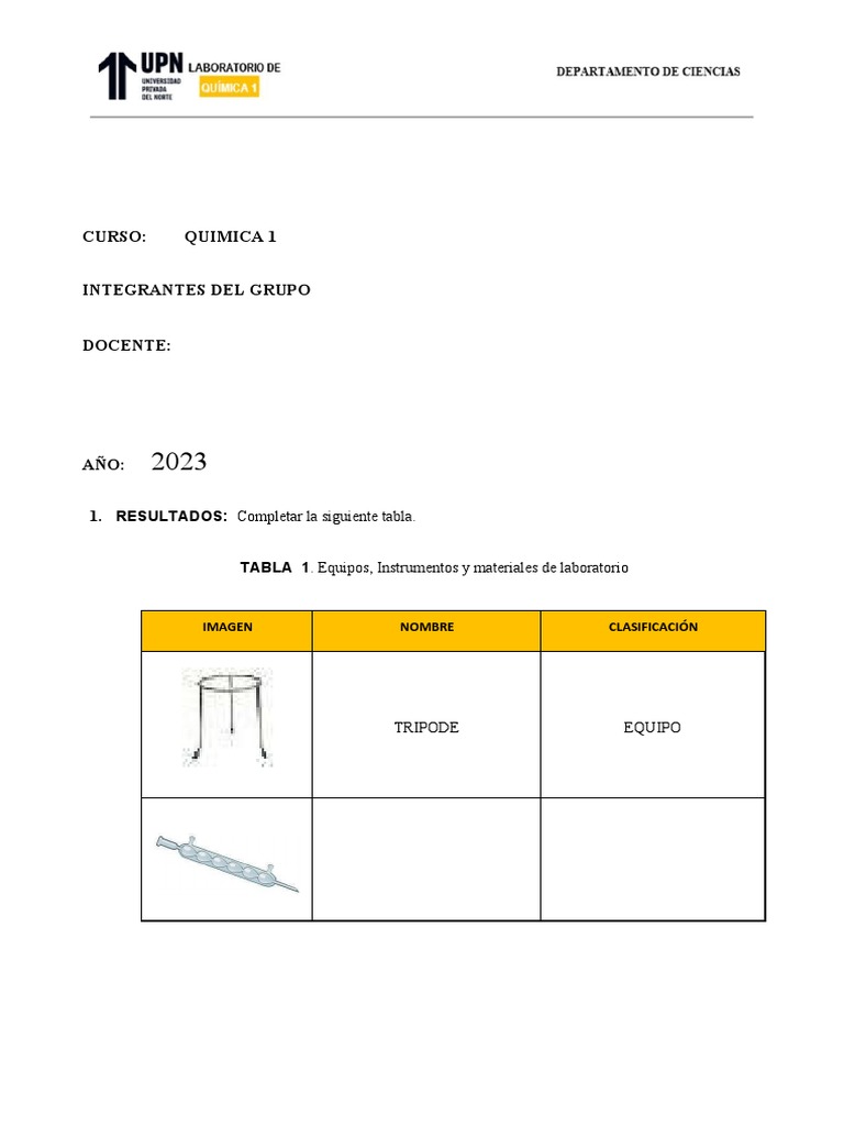 Práctica #1 - Protocolo de Seguridad y Primeros Auxilios en Laboratorio y Reconocimiento y ...