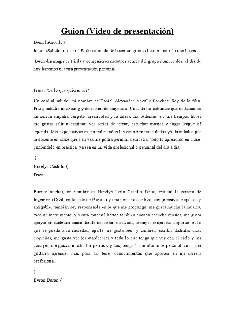 Guion de Video | PDF