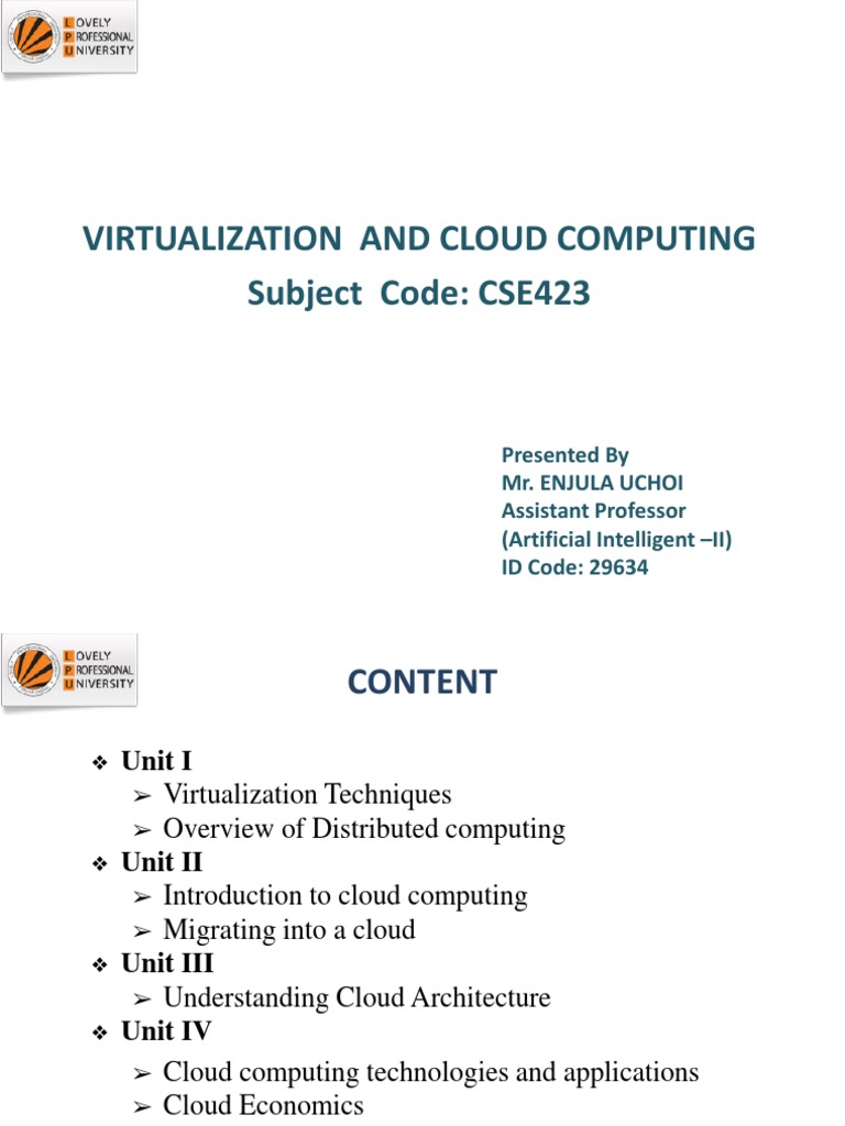 Unit 1 To 3 CSE423 | PDF | Cloud Computing | Virtualization