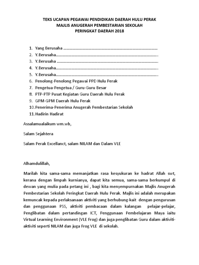 Ucapan Perasmian Oleh KPPD | PDF