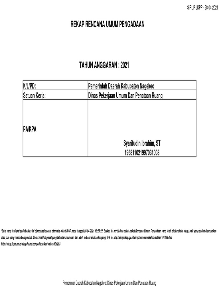 Kode Rup Dpa Pergeseran Pupr 2021 | PDF