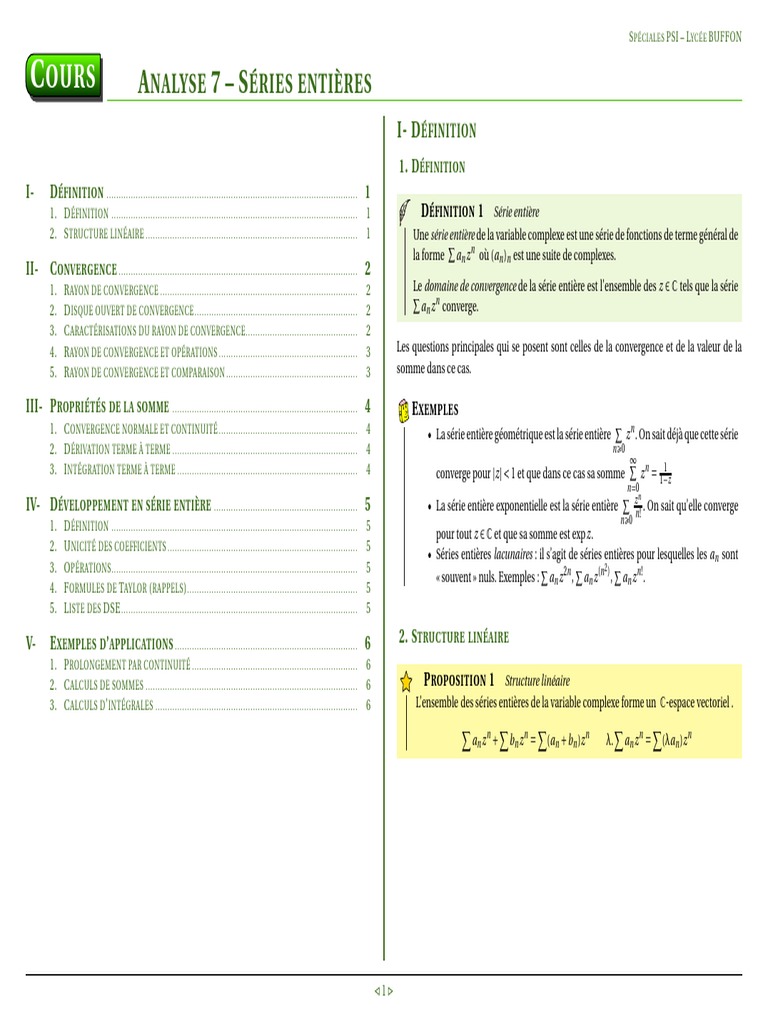 Cours - Séries Entières | PDF | Série entière | Calcul