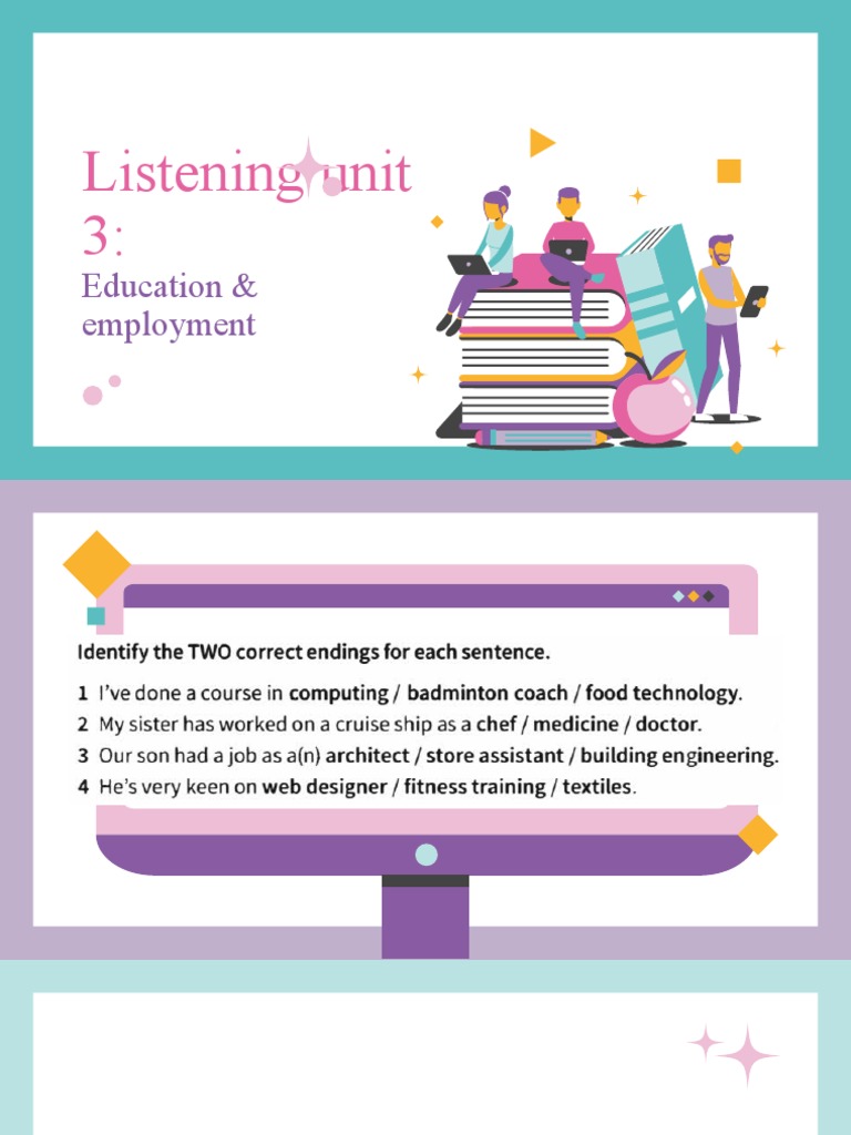 Listening Unit 3 - Education & Employment | PDF | Career & Growth ...