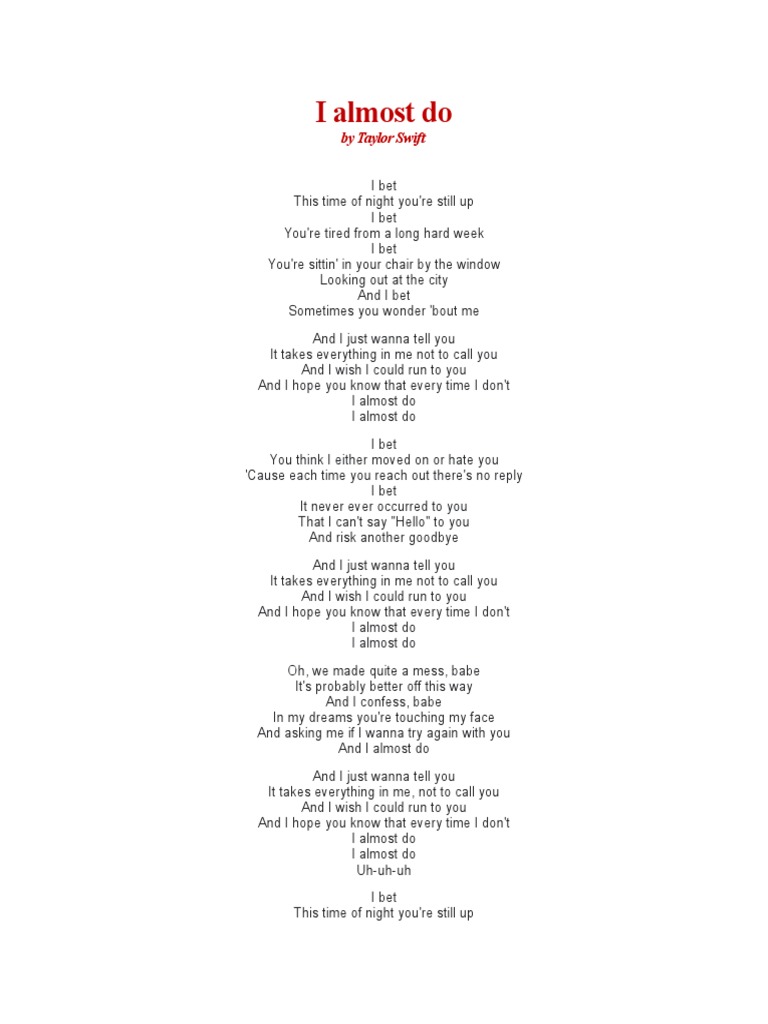 I Almost Do Lyrics | PDF