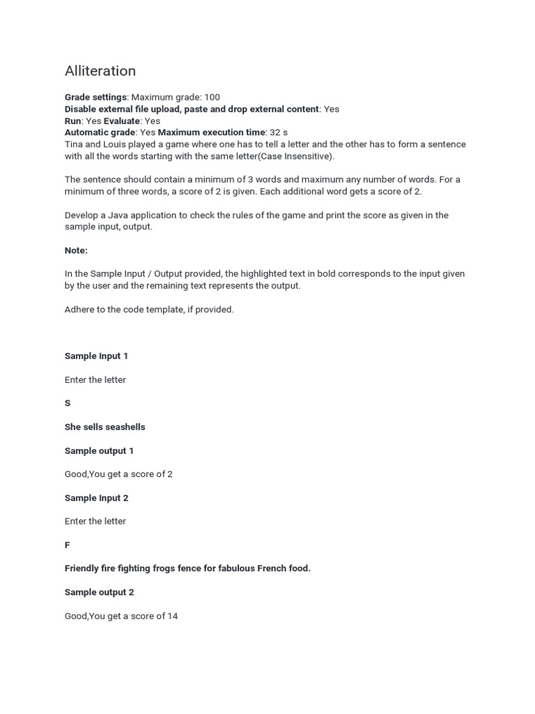 Alliteration Scoring Game Rules | PDF | Language Arts & Discipline ...