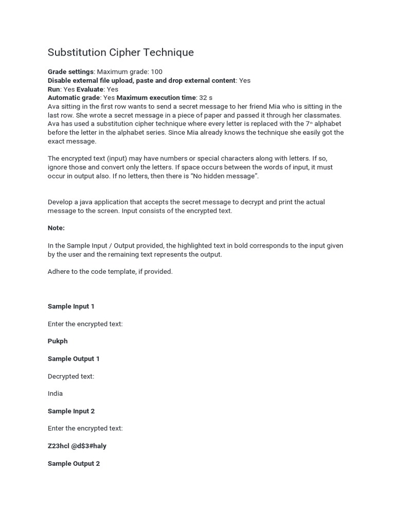 Substitution Cipher Technique | PDF