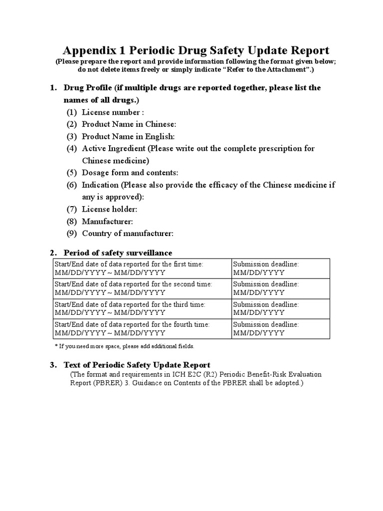 Appendix 1 Periodic Drug Safety Update Report | Download Free PDF ...