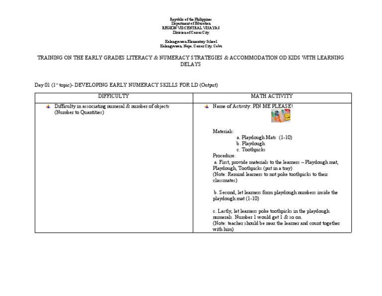 Early Numeracy For Learning Delayed Learners | PDF | Communication ...
