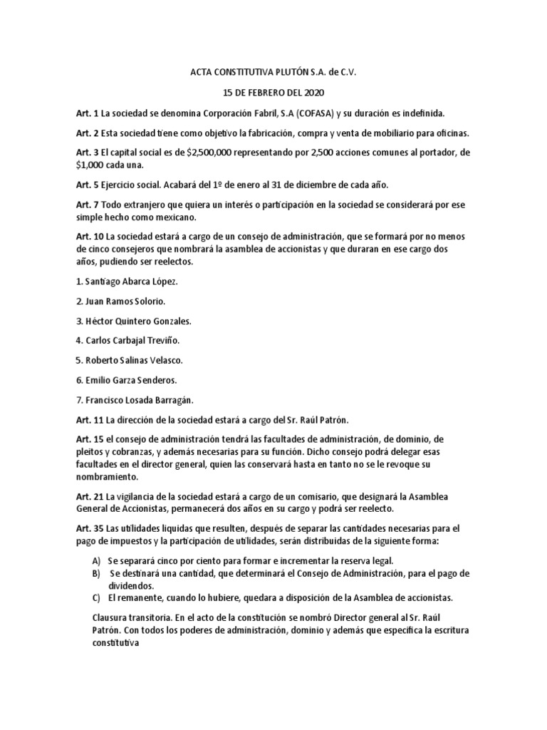 Acta Constitutiva | PDF