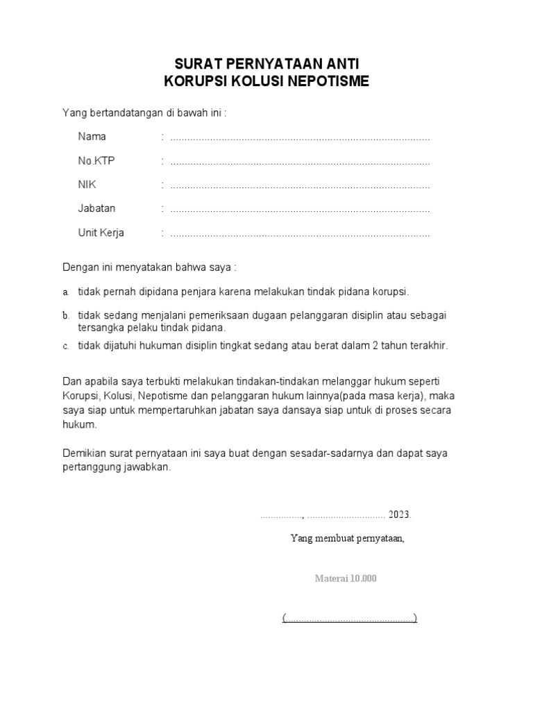 Form Anti Korupsi | PDF