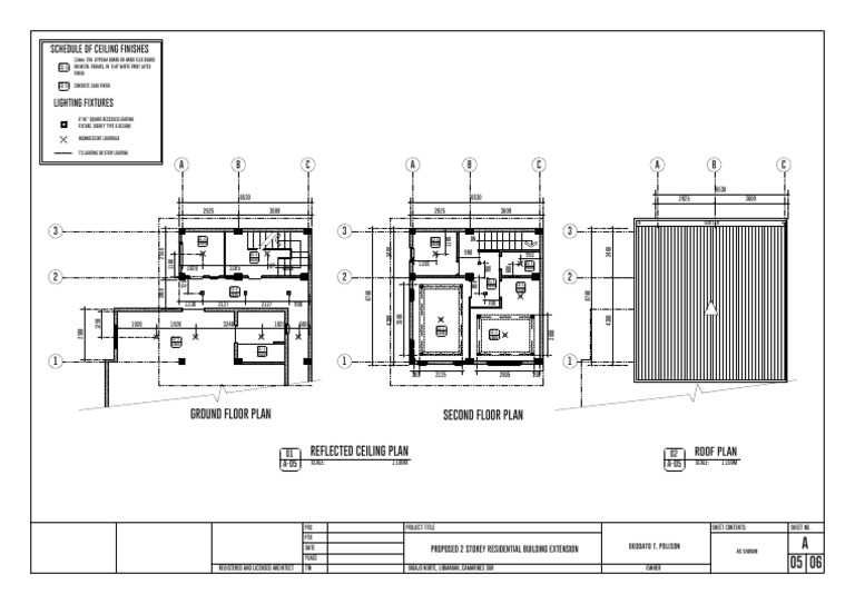 Schedule of Ceiling Finishes: Ground Floor Plan Second Floor Plan Reflected Ceiling Plan Roof ...