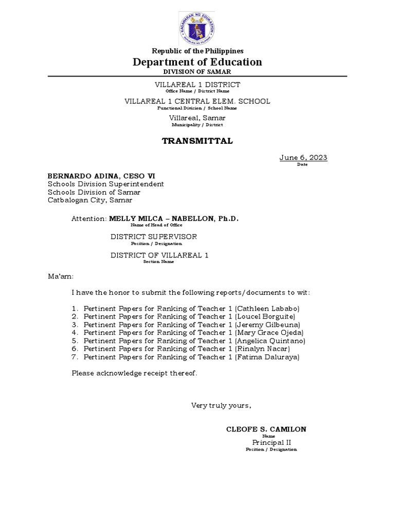Transmittal Template 1 | PDF