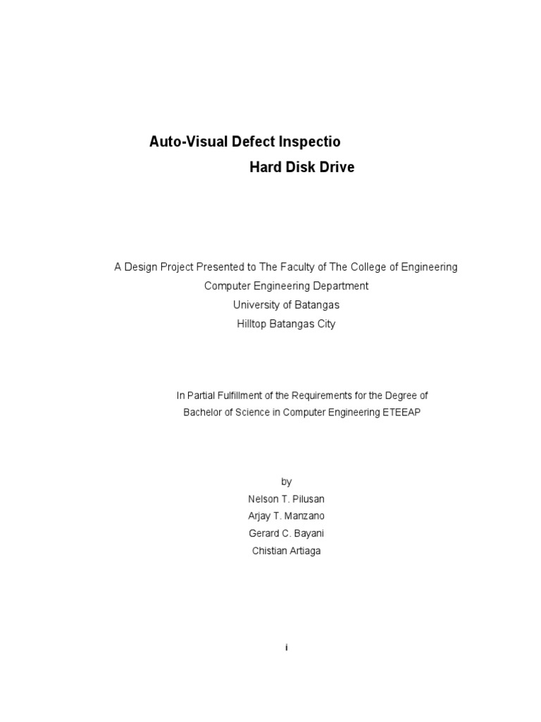 Auto Visual Defect Inspection of Baseplate of Harddisk Drive 1 | PDF ...