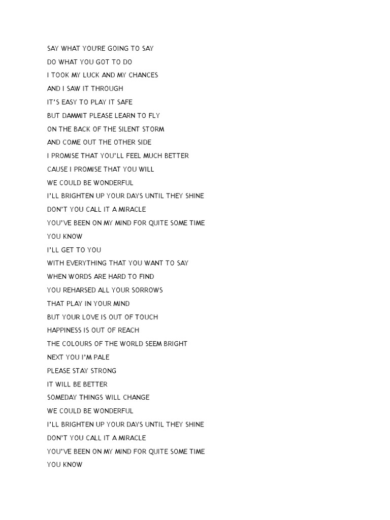 We Outspoken - Wonderful (Lyrics) | PDF