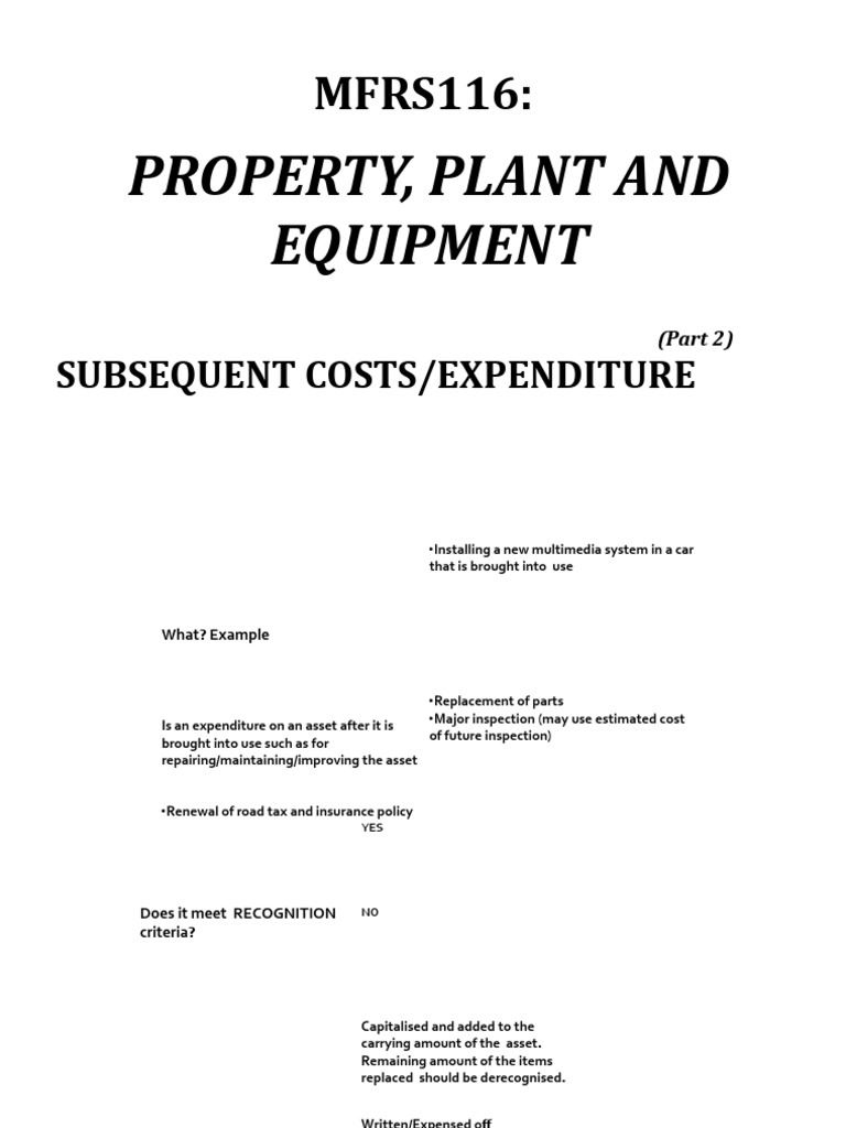 MFRS 116 PPE - Part 2 Notes | PDF | Depreciation | Debits And Credits