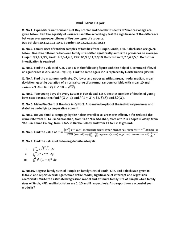 Mid Term Paper | Download Free PDF | Statistics | Statistical Analysis