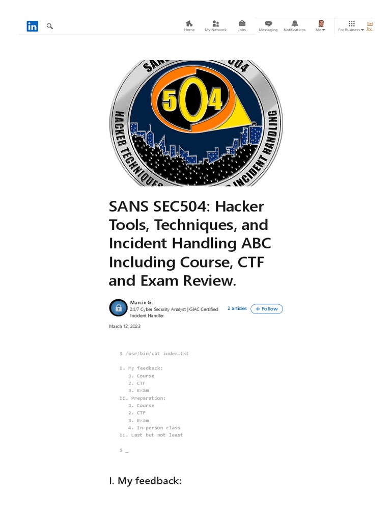 SANS SEC504 - Hacker Tools, Techniques, and Incident Handling ABC ...