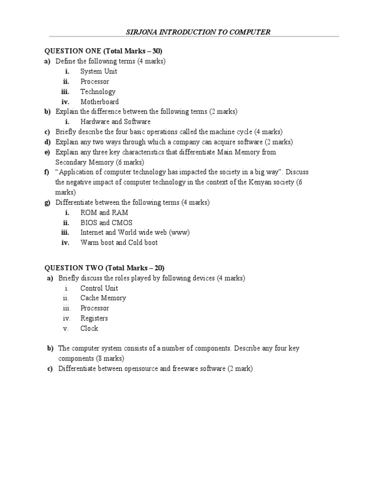 Cit 3100 Introduction To Computer Technology | PDF | Booting ...