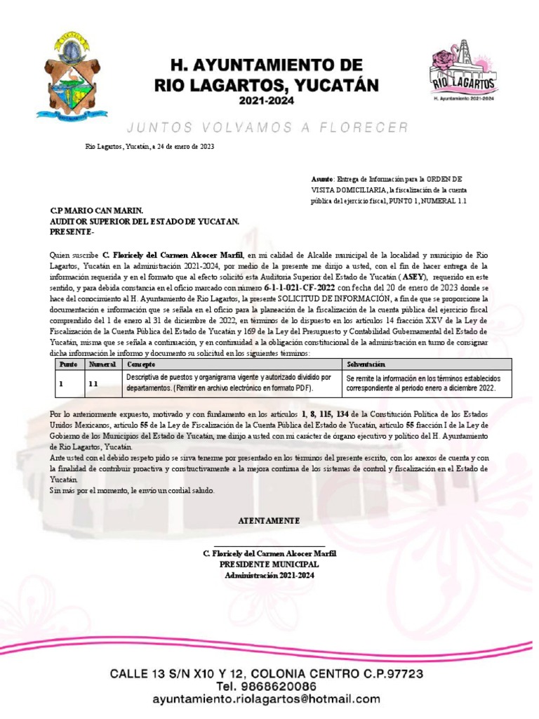 Municipio de Rio Lagartos-ASEY 2023 | PDF | Alcalde | Auditoría